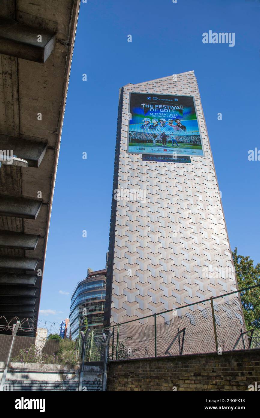 Giant TV advertising cricket at the Hammersmith Flyover Hammersmith ...