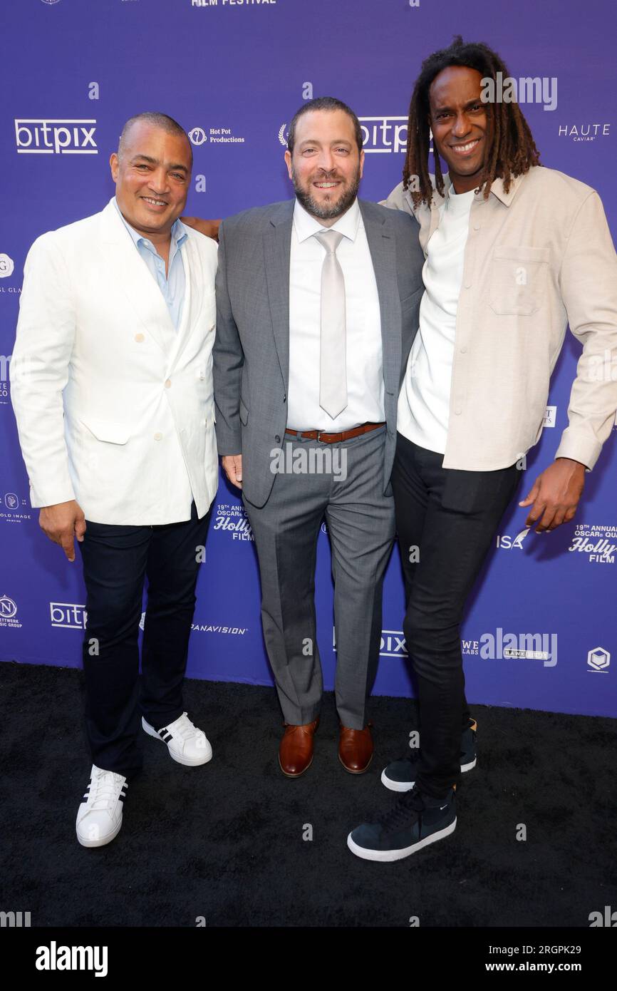 Hollywood, Ca. 10th Aug, 2023. Steve Adams, Daniel Sol, Theo Dumont at the Opening Night Of The ...