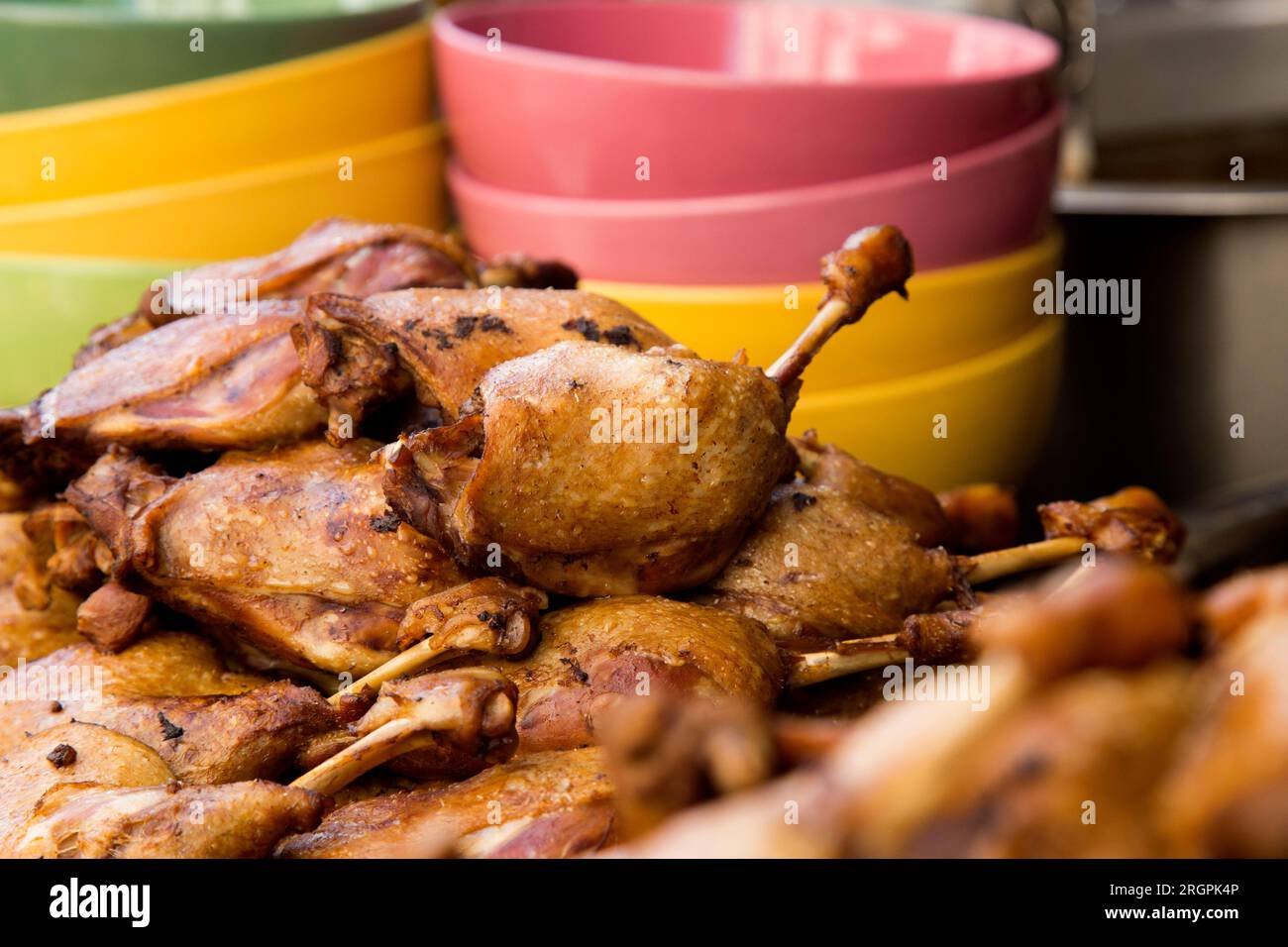 Roasted Duck At Street Market Stall in Bang Rak area in Bangkok Stock ...