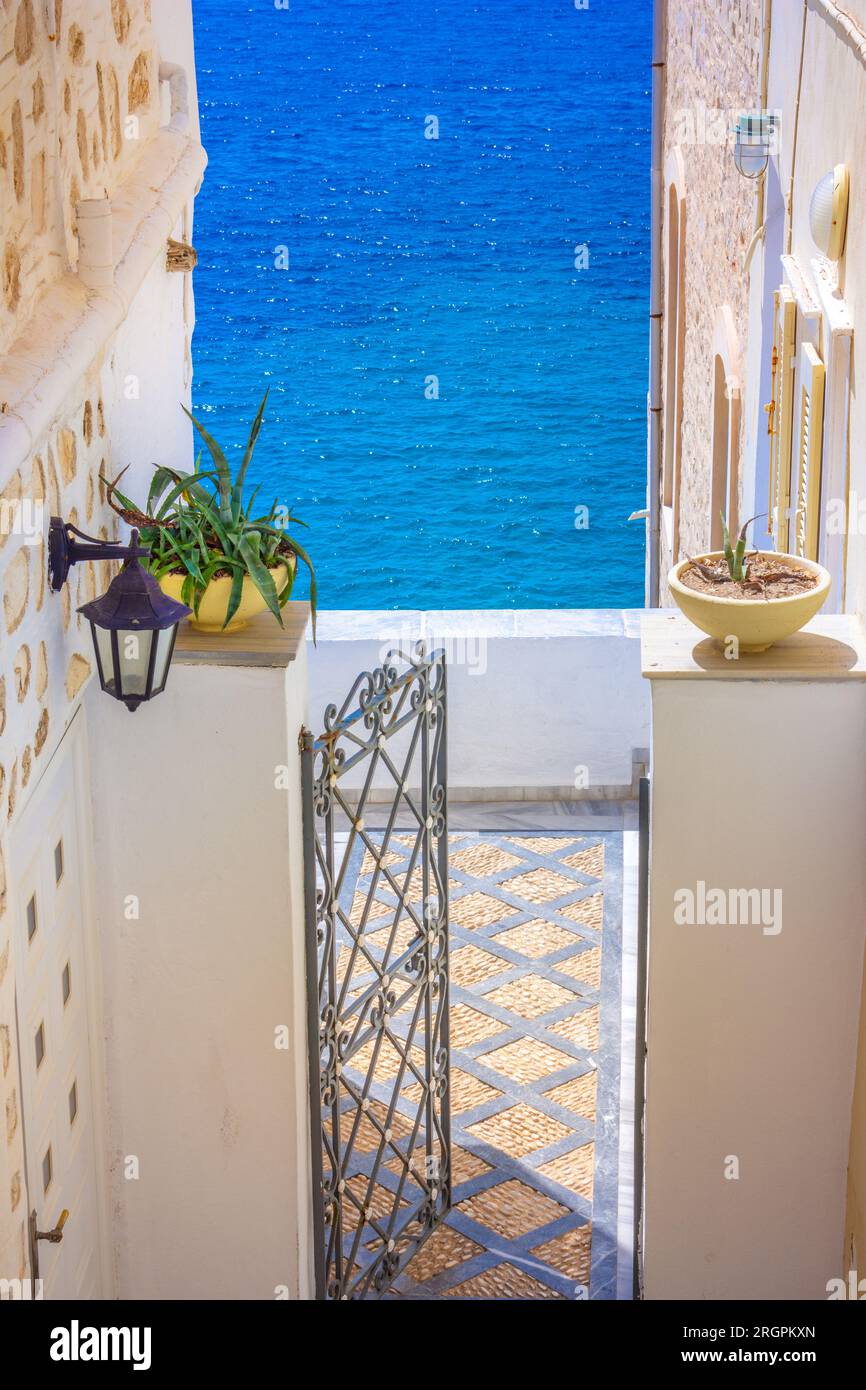 Panoramic view of Ermoupoli and Ano Syra towns in Syros island ...