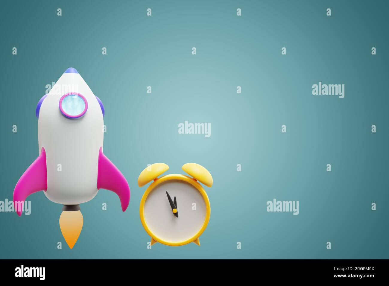 Back to school. Rocket and alarm clock. 3d rendering Stock Photo - Alamy