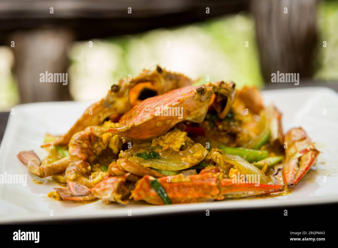 Thai Stir-Fried Chilli Crab (Poo Pad Namprik Phao) served in a ...