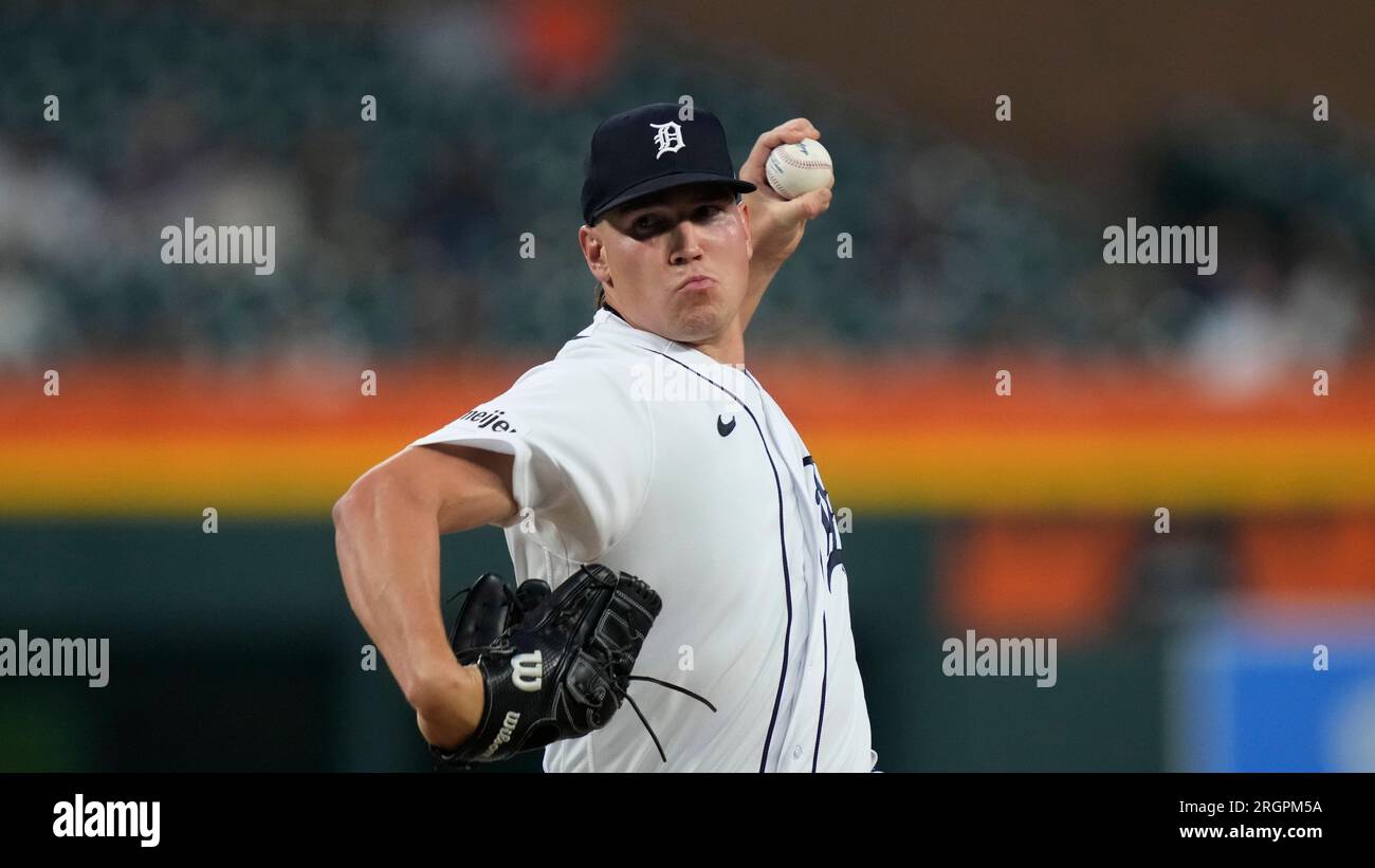 Detroit Tigers relief pitcher Tyler Holton plays during a baseball game ...