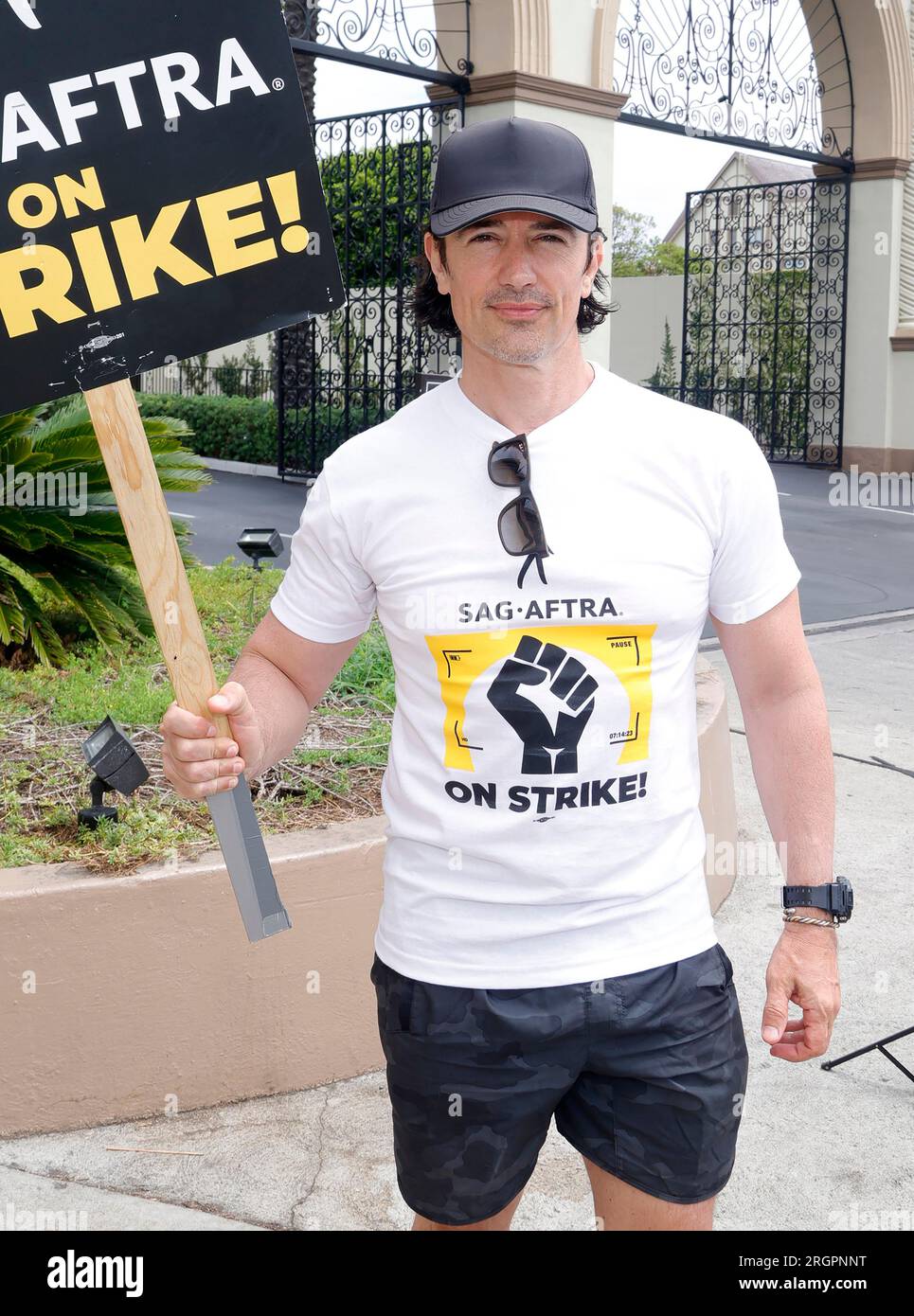Hollywood, Ca. 10th Aug, 2023. Adam Croasdell at the SAG AFTRA-WGA ...