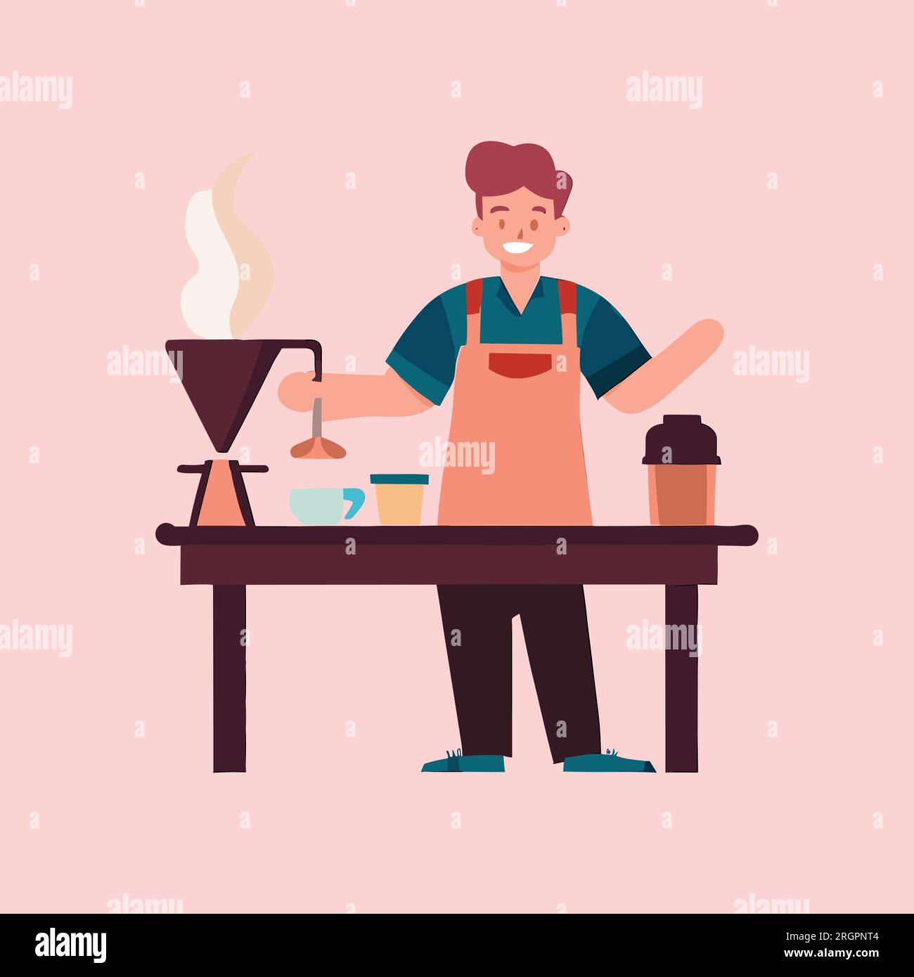 Barista making coffee at a coffee shop vector design Stock Vector Image ...