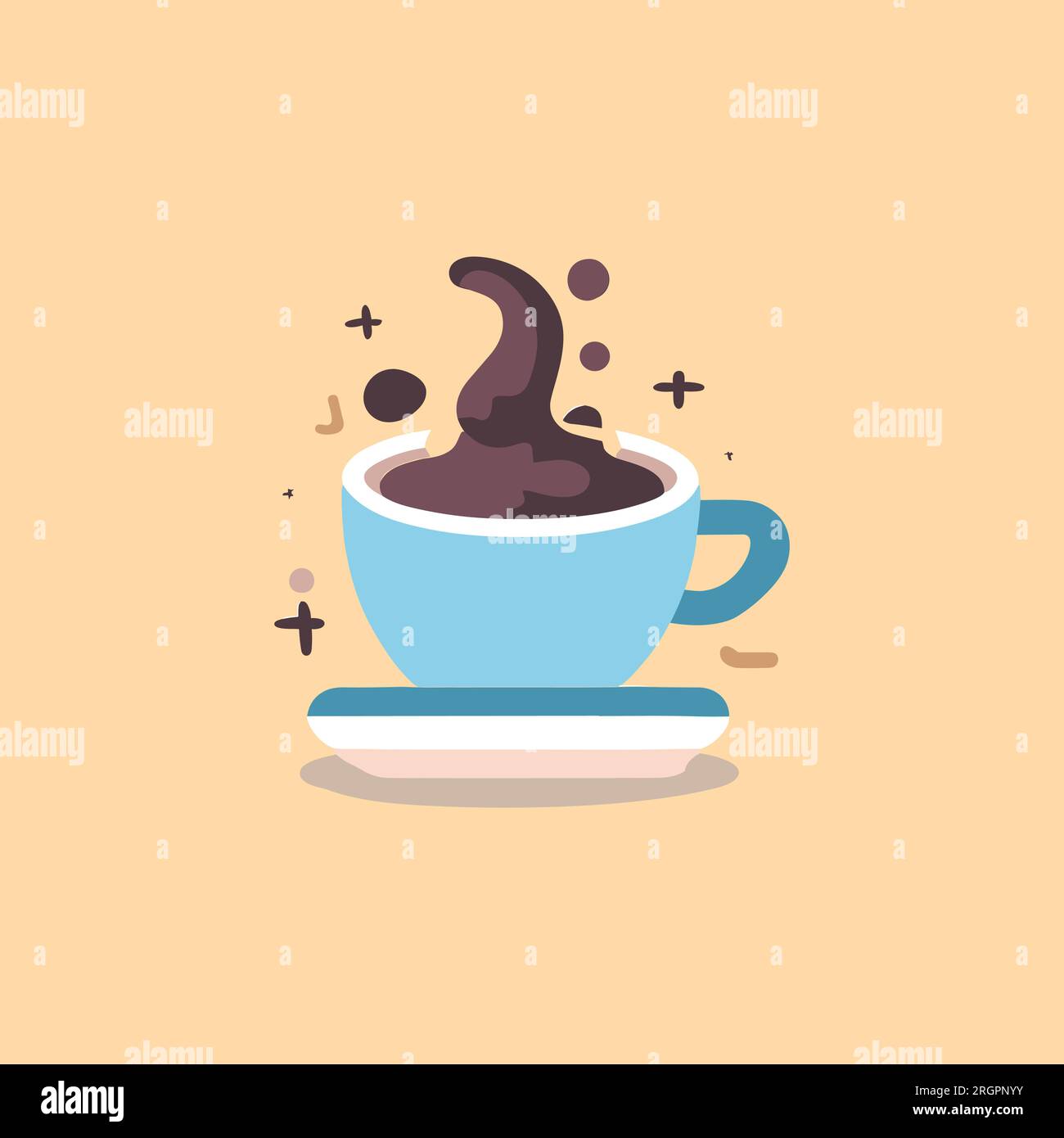 Cup Of Coffee With Steam Flat Vector Illustration Stock Vector Image