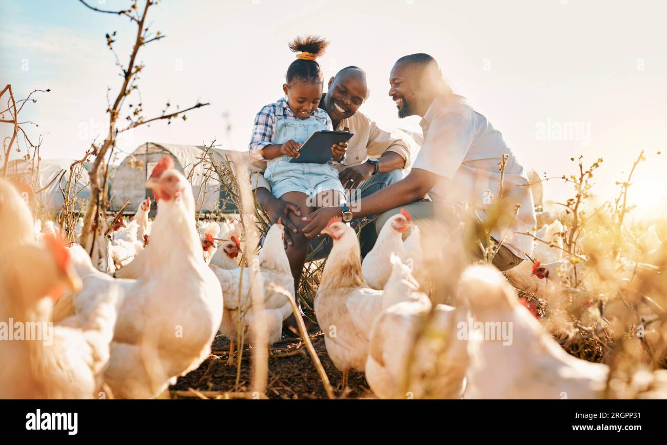 Family, chicken farm support and gay parents in countryside with ...