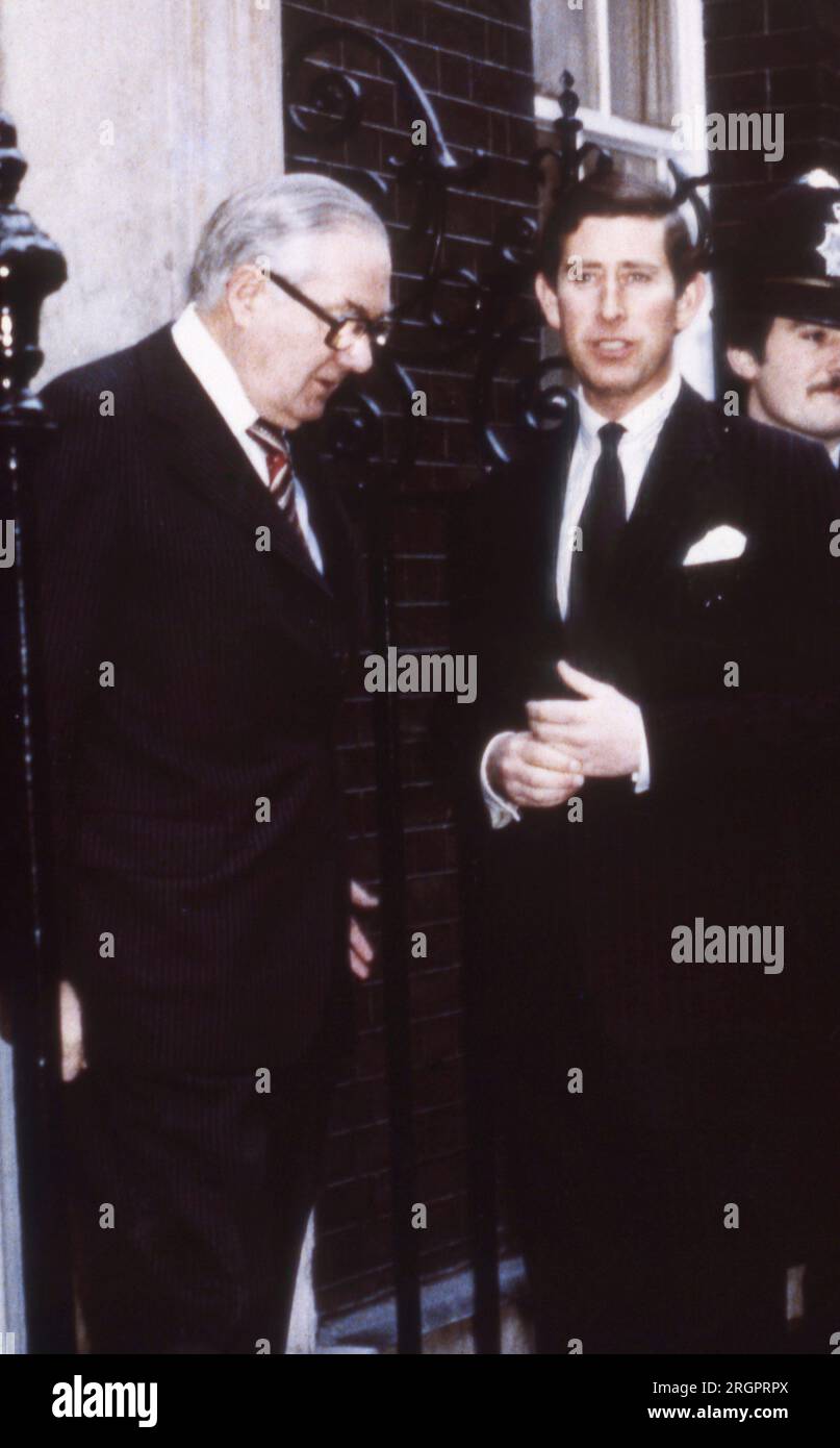 Prince Charles heir to the British throne, is greeted by Prime Minister ...