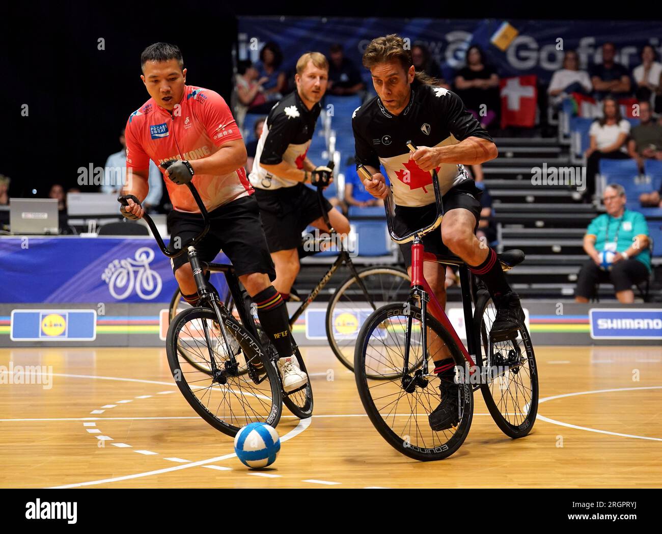 Action from Canada versus Hong Kong in the Men’s Elite Cycle-ball ...
