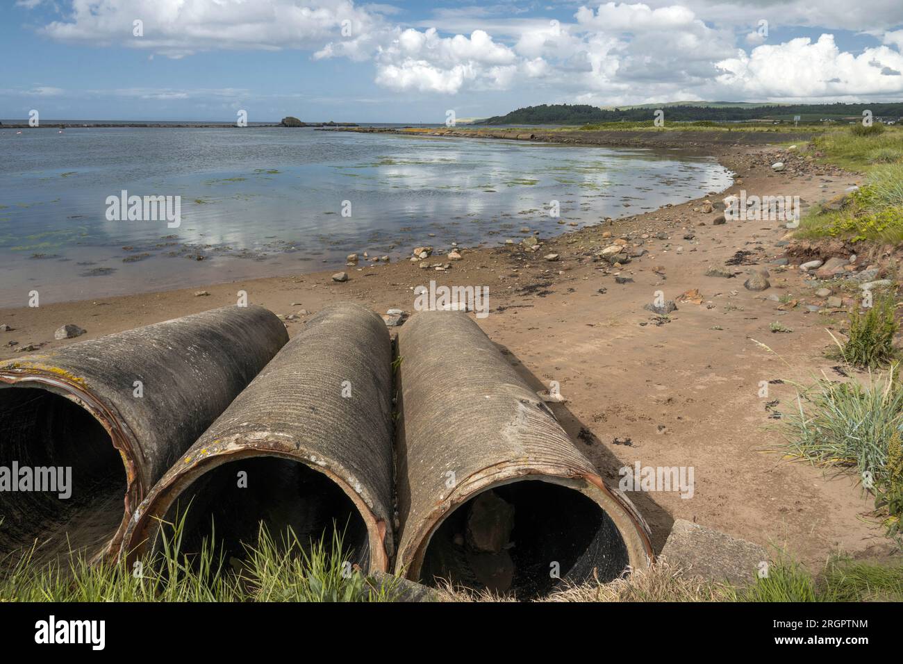 Swage waste pipes at Maidens Beach, Scotland Stock Photo - Alamy