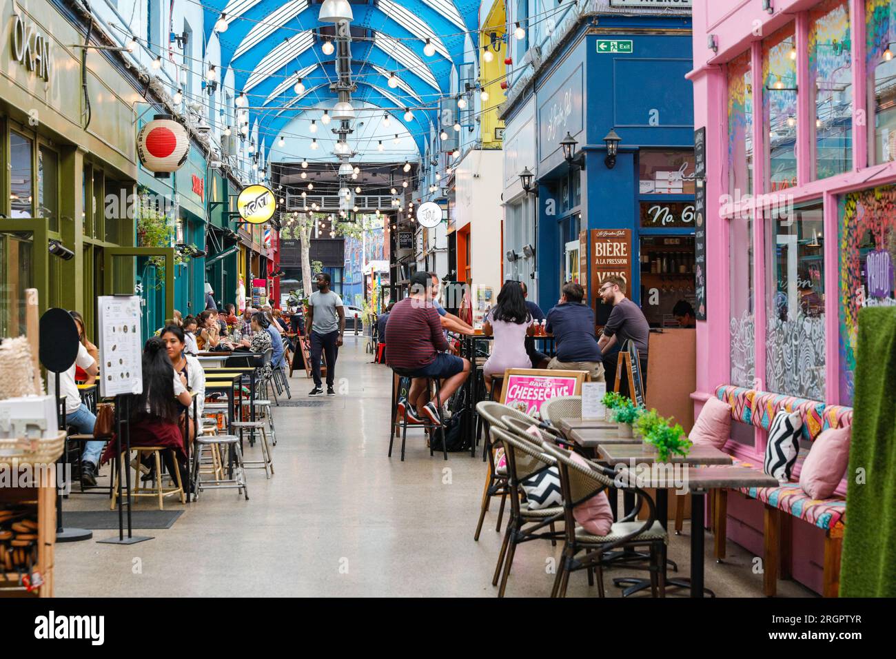 Brixton Village, popular trendy indoor market arcade with shops, bars ...