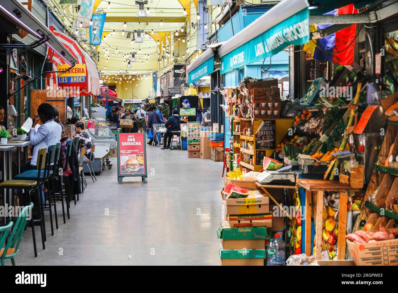 Brixton Village, popular trendy indoor market arcade with shops, bars ...