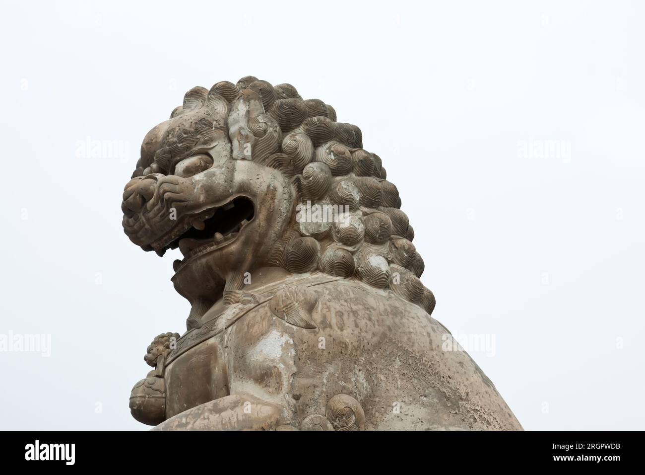 stone lion works in the Chinese traditional garden, north china Stock ...