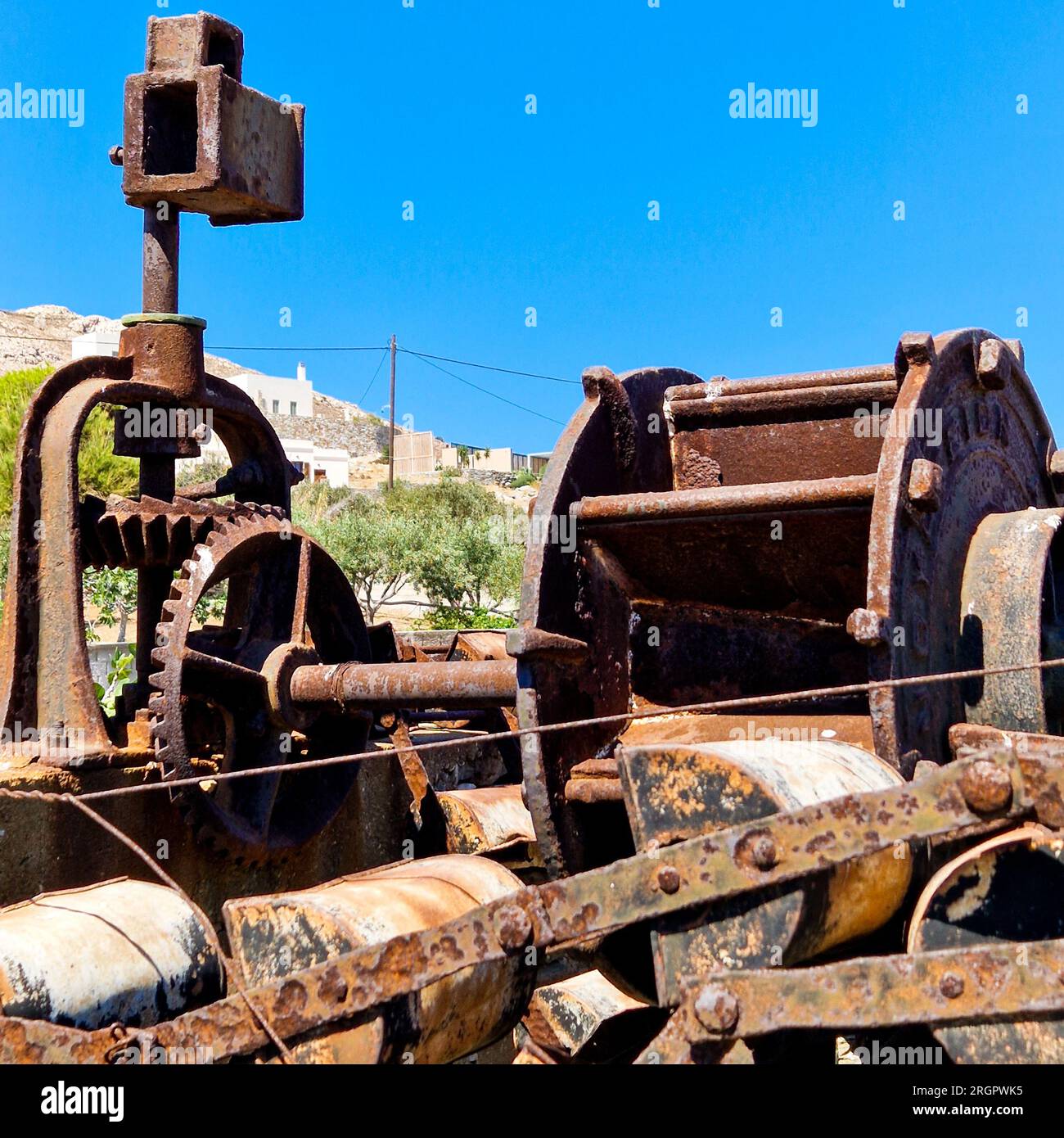 Water management, ancient artesian pit, Syros island, Greece, Southern ...