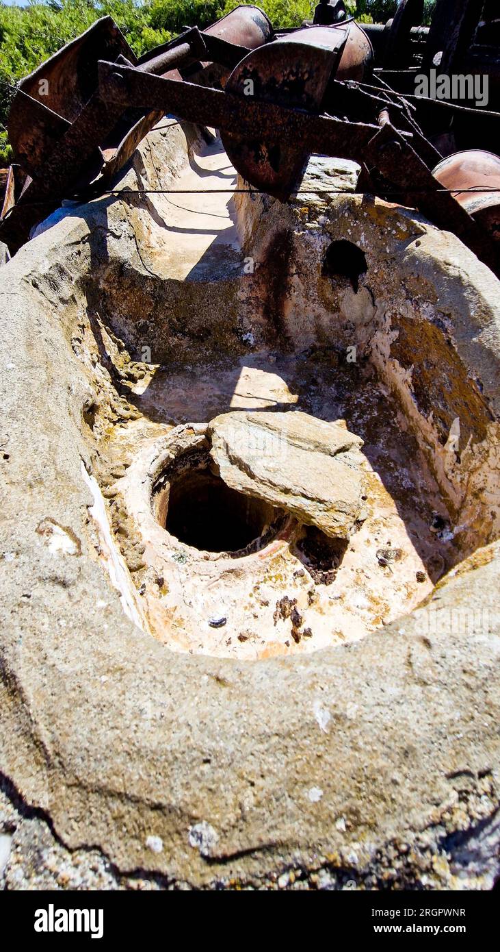 Water management, ancient artesian pit, Syros island, Greece, Southern ...