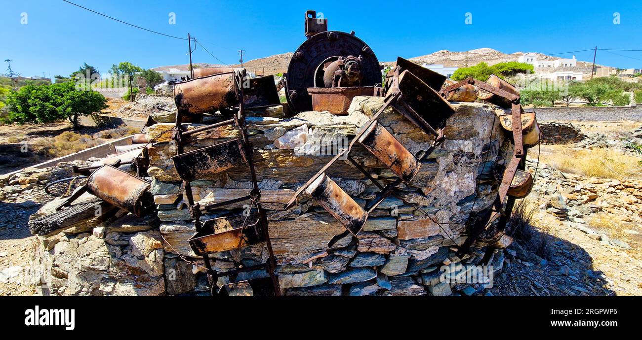 Water management, ancient artesian pit, Syros island, Greece, Southern ...