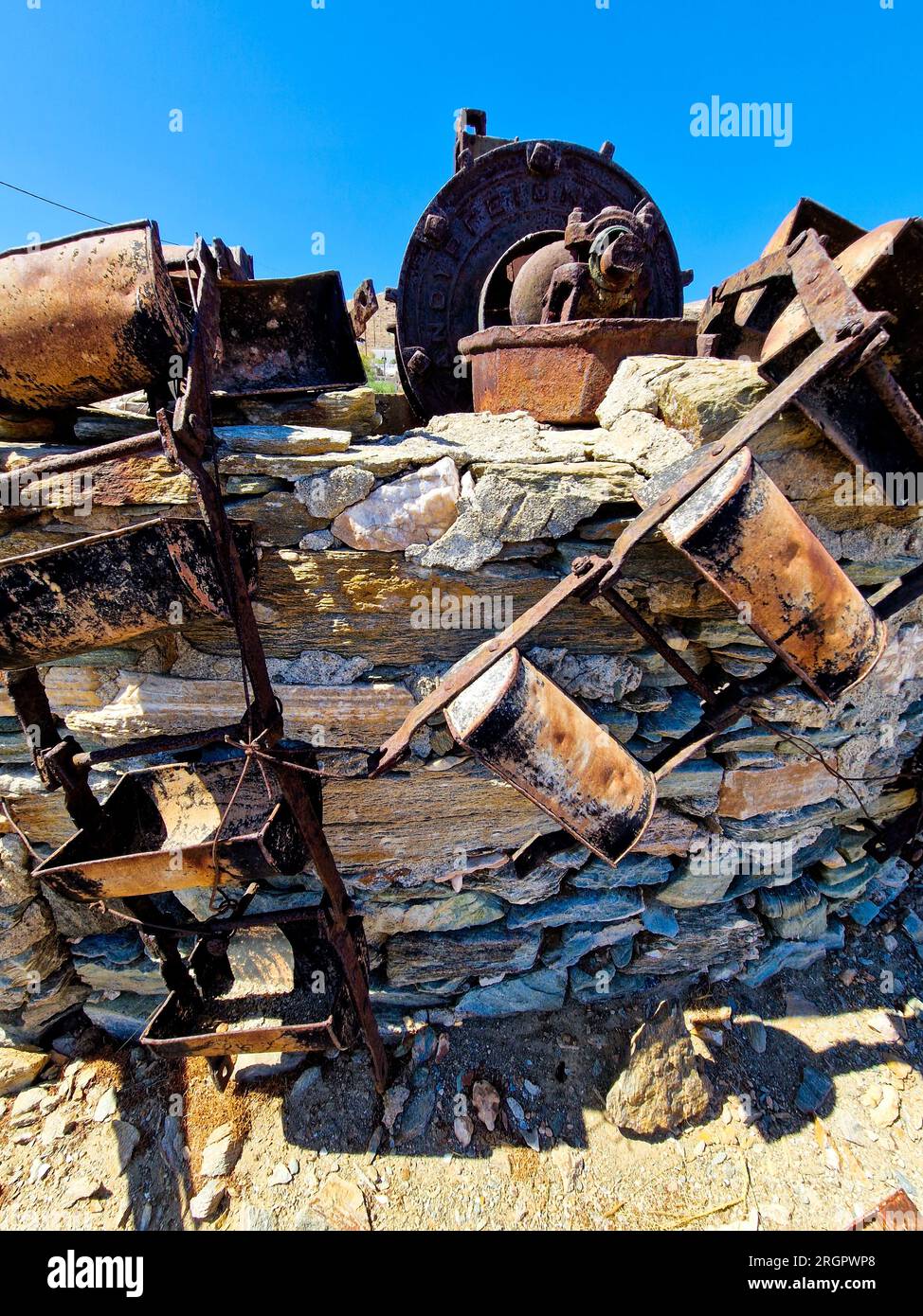 Water management, ancient artesian pit, Syros island, Greece, Southern ...