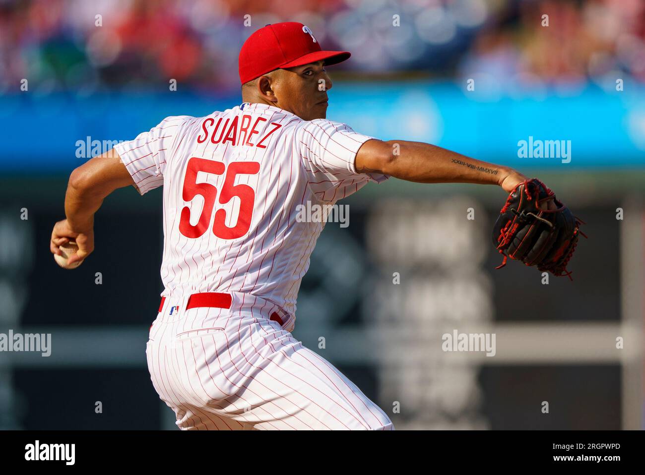 Philadelphia Phillies starting pitcher Ranger Suarez in action during ...