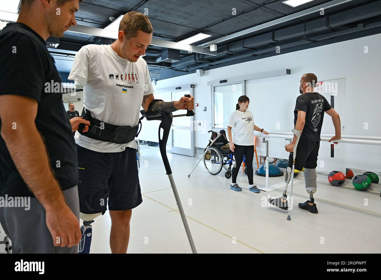 VYNNYKY, UKRAINE - AUGUST 9, 2023 - Patients go through training at the ...