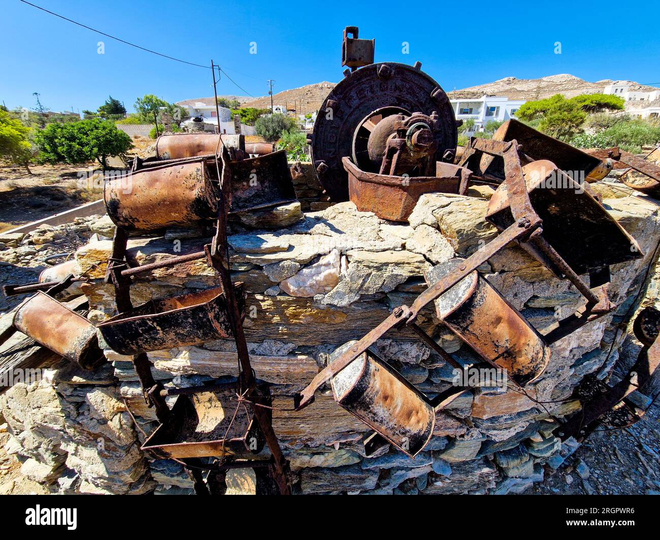 Water management, ancient artesian pit, Syros island, Greece, Southern ...