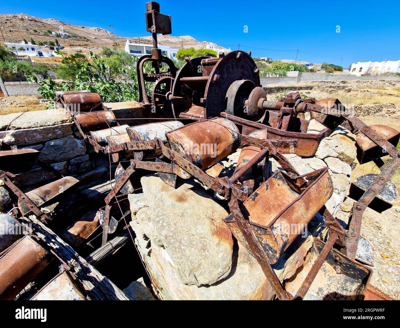Water management, ancient artesian pit, Syros island, Greece, Southern ...