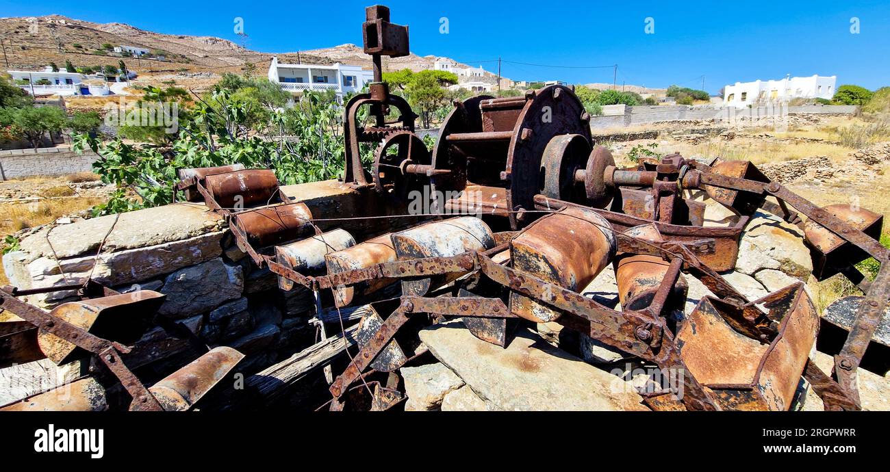 Water management, ancient artesian pit, Syros island, Greece, Southern ...