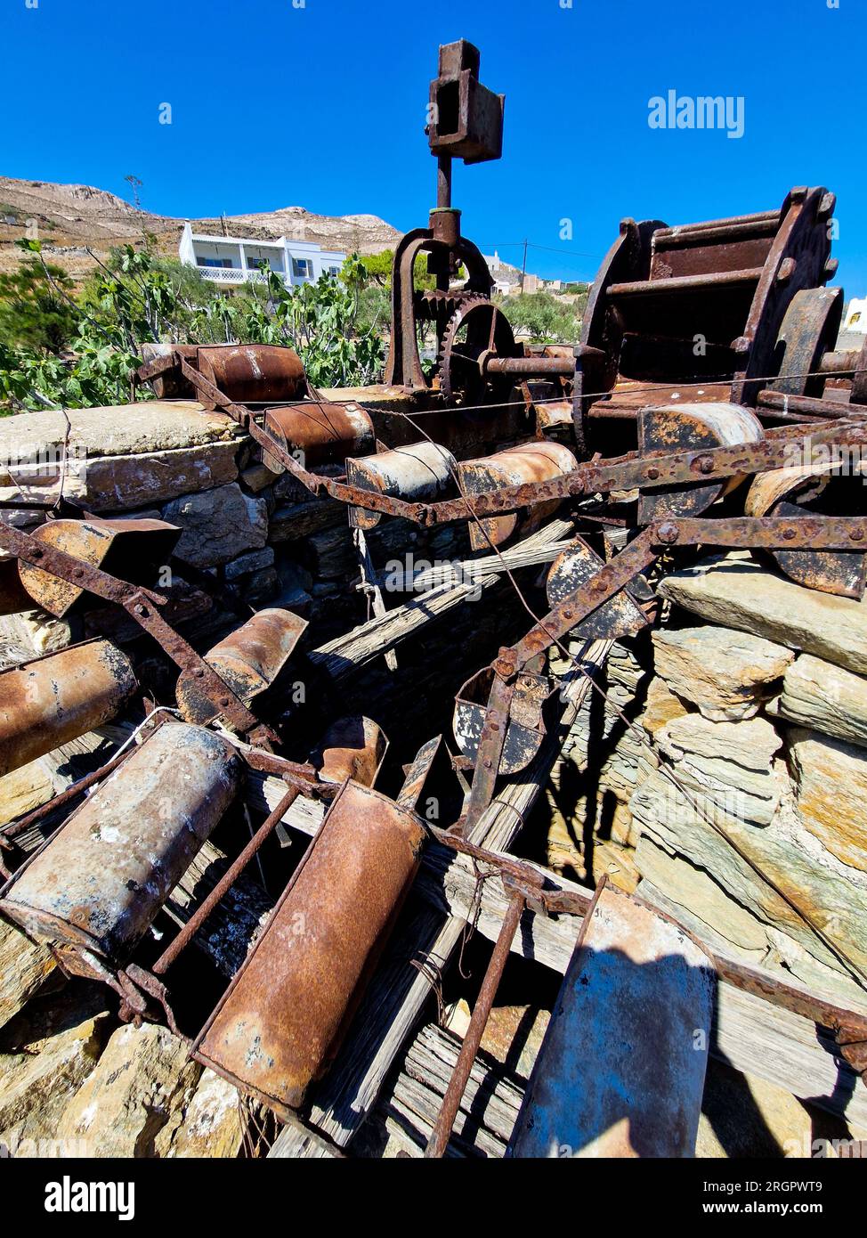 Water management, ancient artesian pit, Syros island, Greece, Southern ...