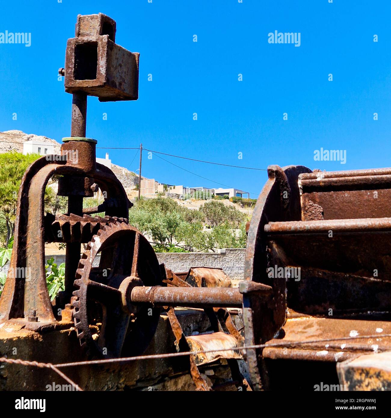 Water management, ancient artesian pit, Syros island, Greece, Southern ...