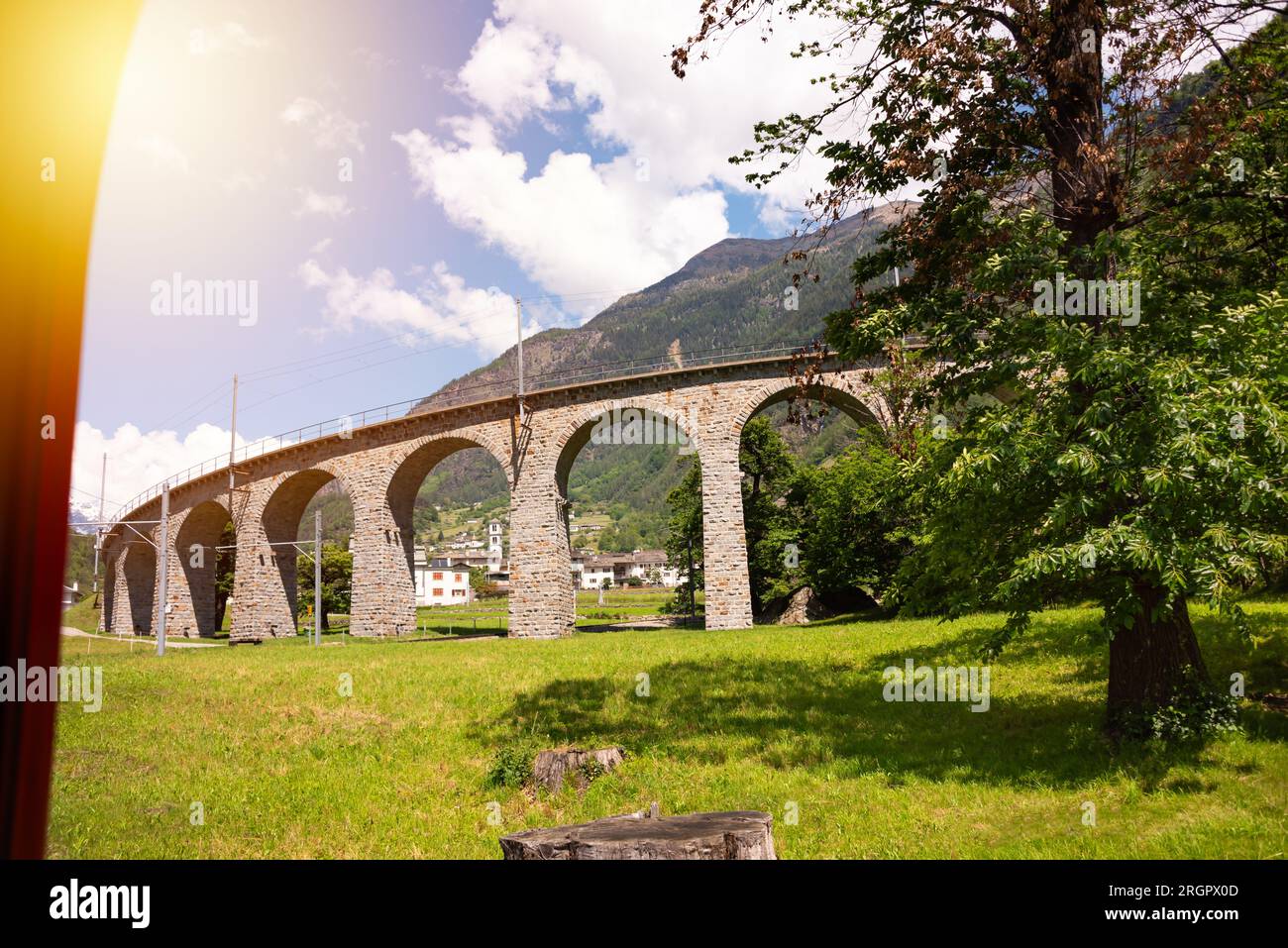 Brusio viaduct in Switzerland, famous landmark and railway Stock Photo ...