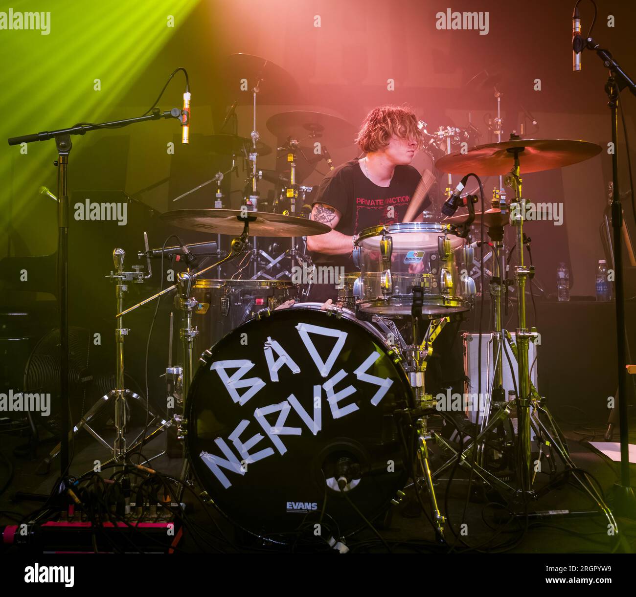 Rock band from bad nerves drums samuel thompson hi-res stock ...