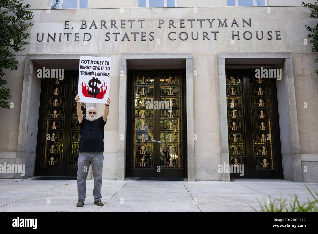 Washington, D.C. area resident Bill Christeson demonstrates outside the ...