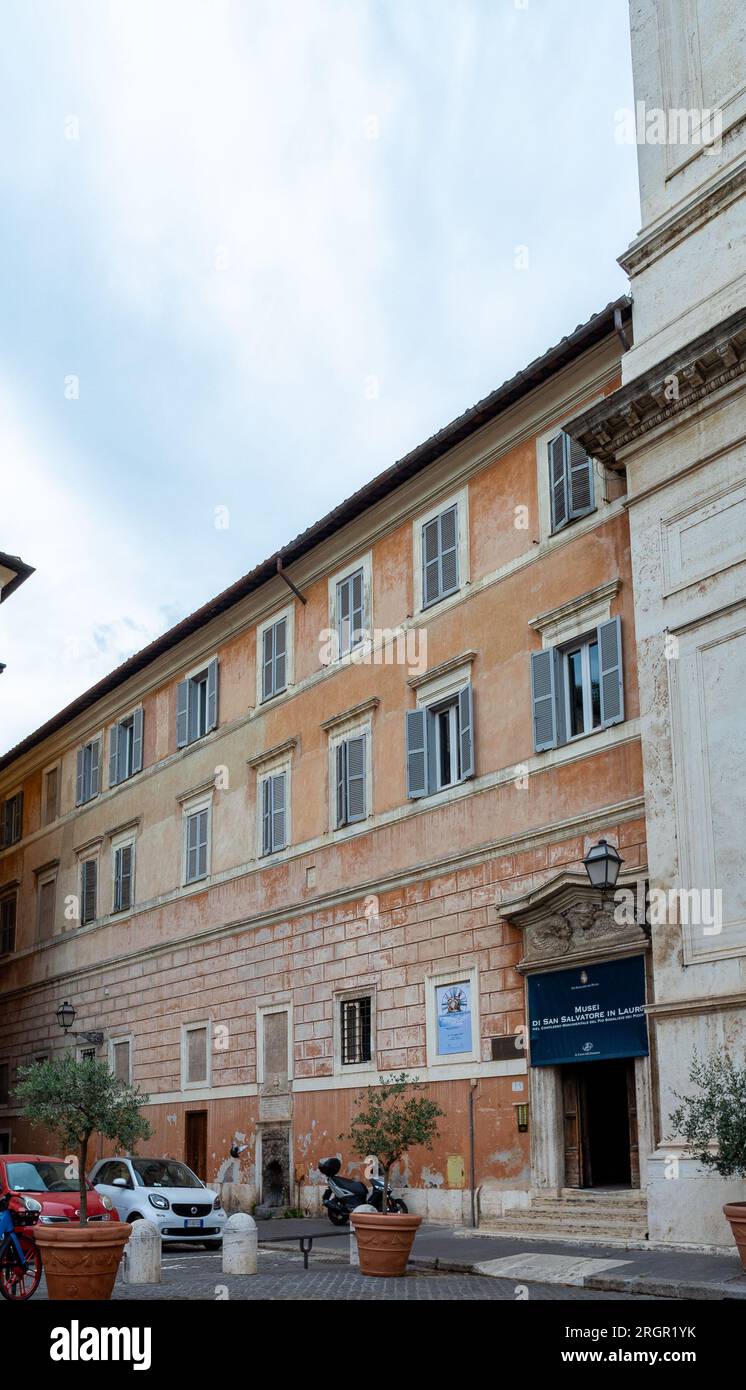 Rome, Lazio, Italy, The facade of Musei di san salvatore in lauro is a ...