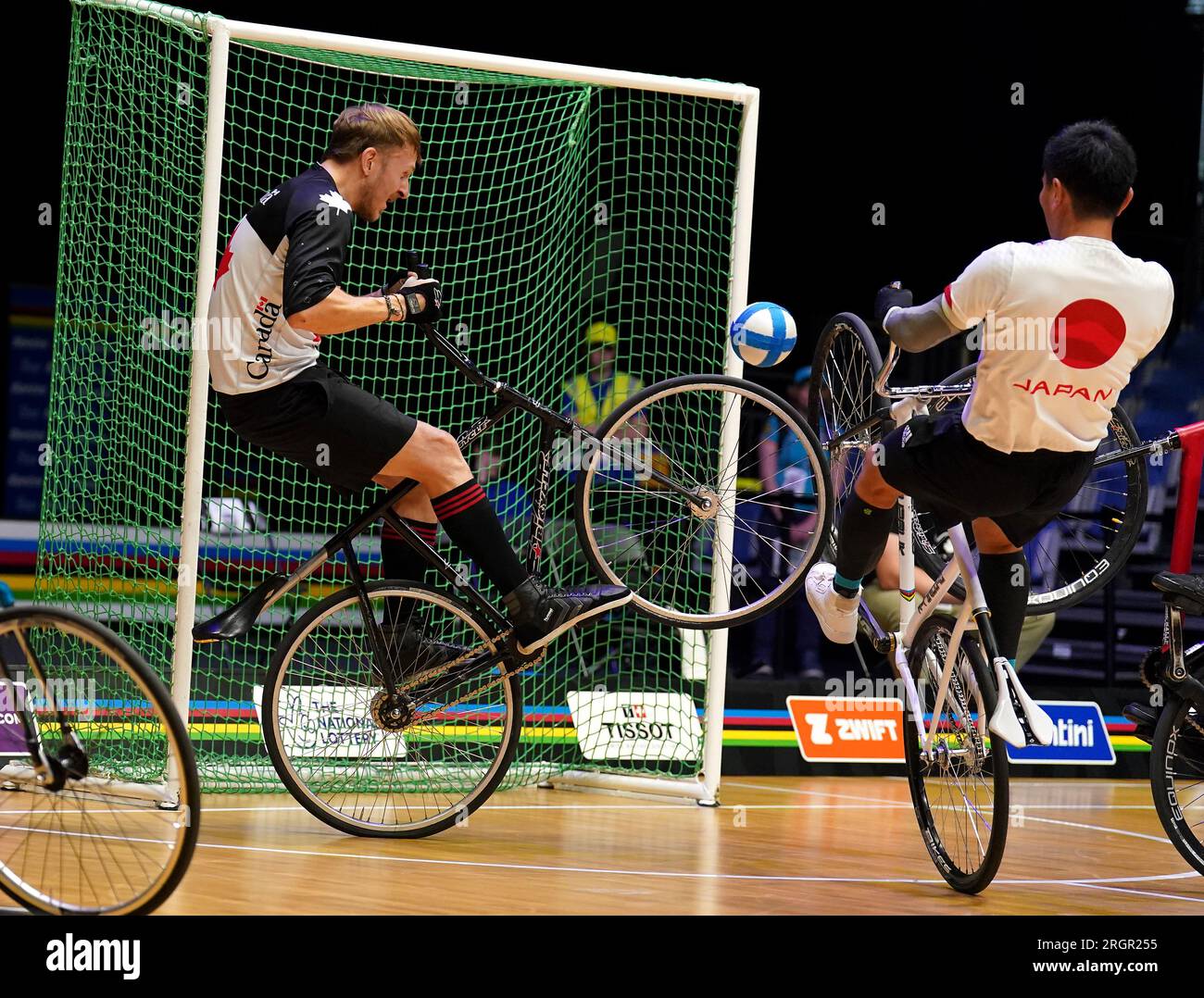 Action from Canada versus Japan in the Men’s Elite Cycle-ball League B ...