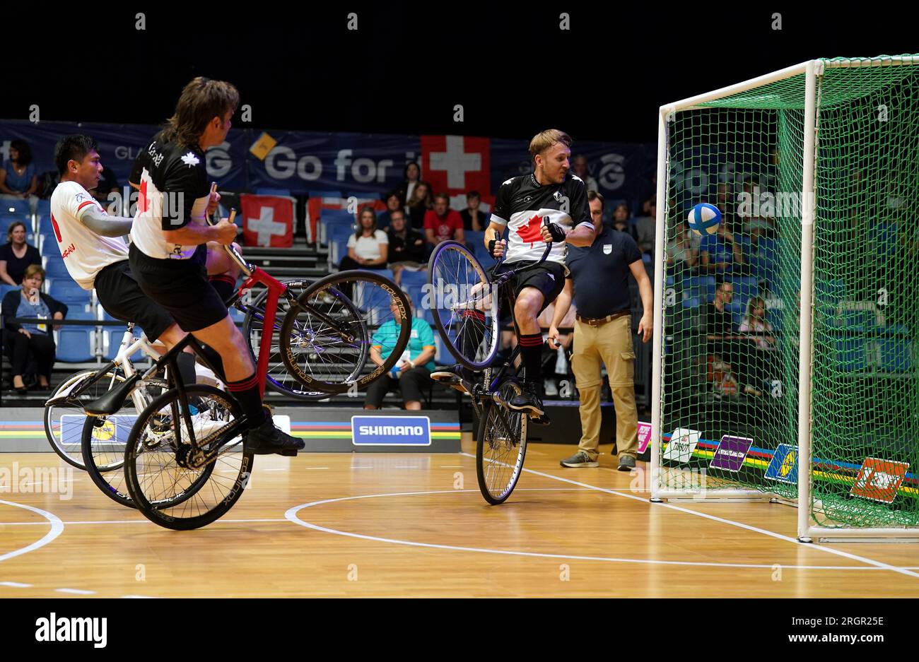 Action from Canada versus Japan in the Men’s Elite Cycle-ball League B ...