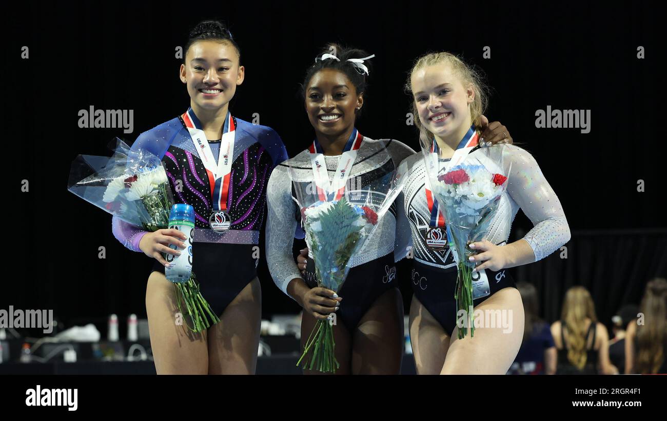 August 5, 2023: The all-around winners at the U.S. Classic senior women ...