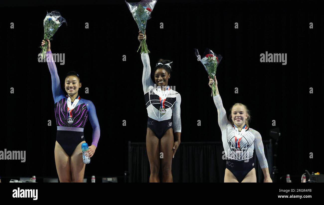 August 5, 2023: The all-around winners at the U.S. Classic senior women ...