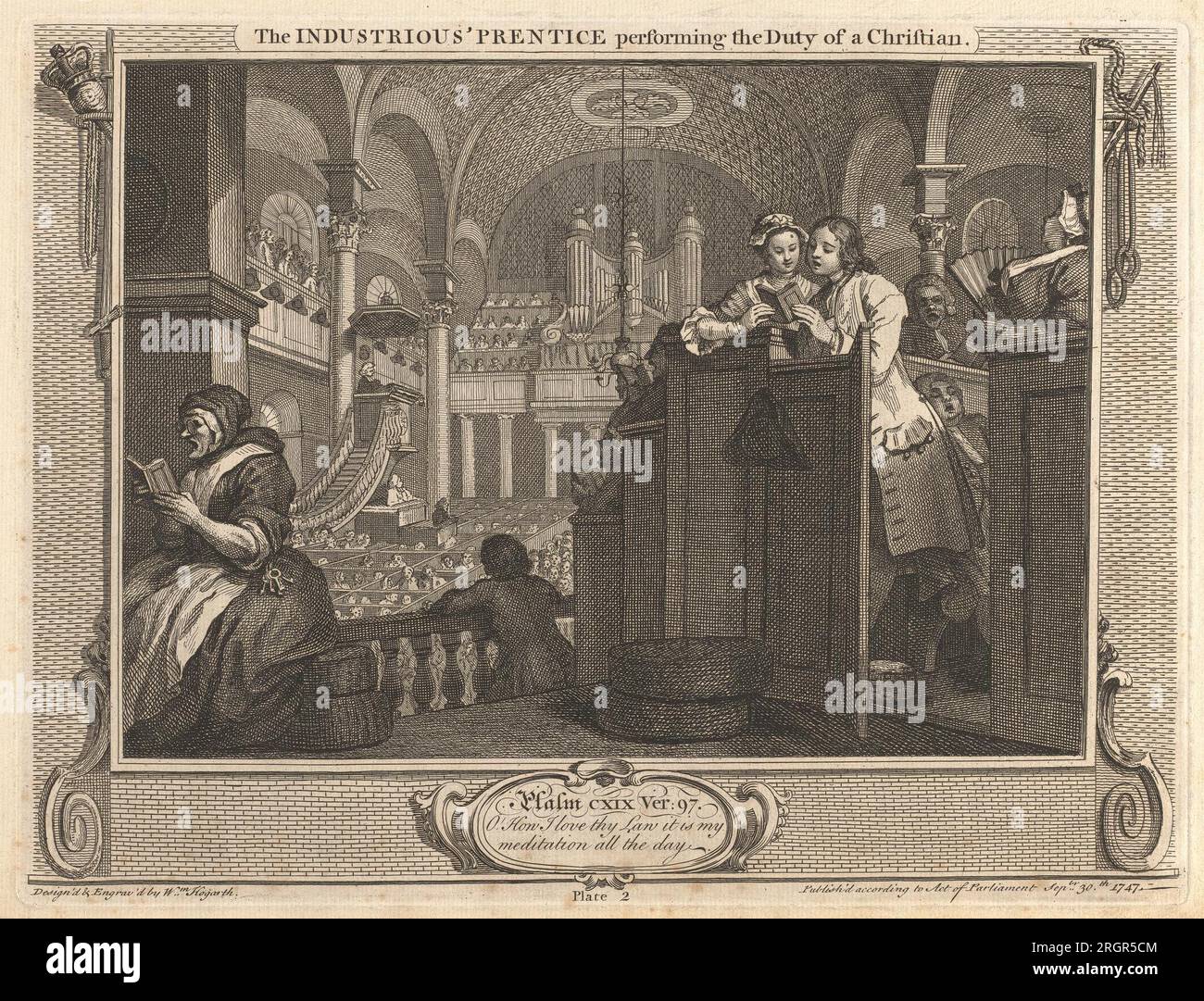 Plate 2, The Industrious 'Prentice Performing the Duty of a Christian ...