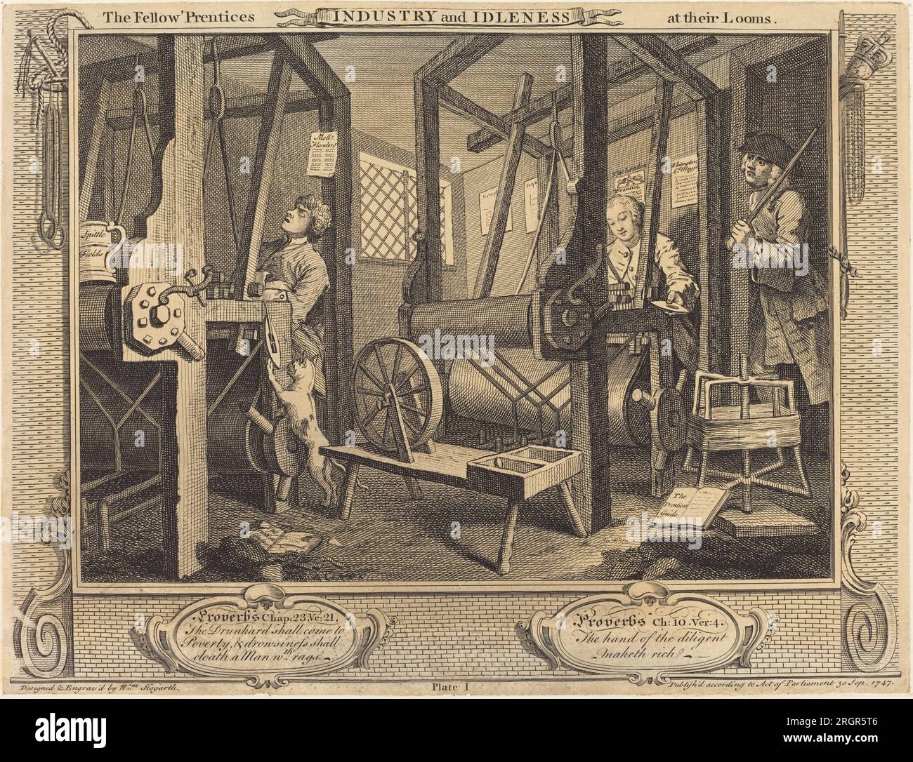 The Fellow 'Prentices at Their Looms 1747 by William Hogarth Stock ...