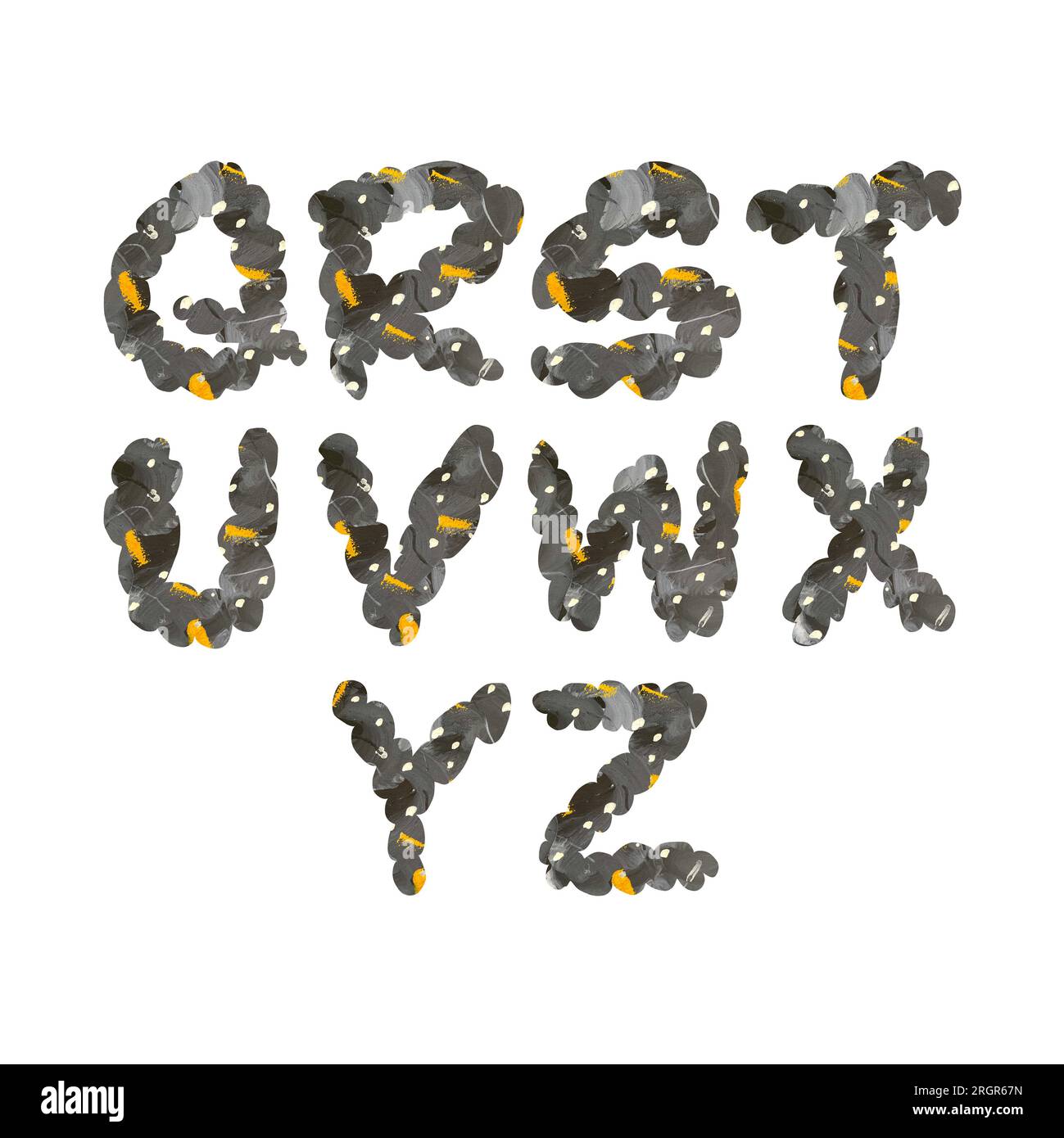 Alphabet letter set textured grey yellow paper Stock Photo - Alamy