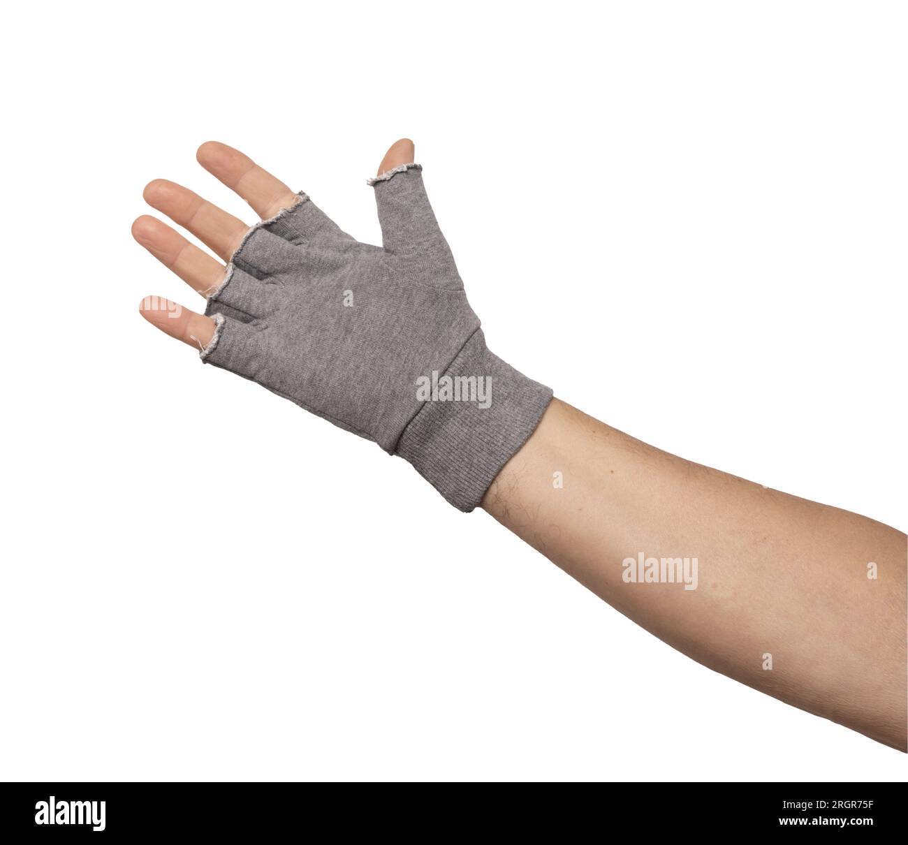 a hand with the gray fingerless glove or on a transparent background ...