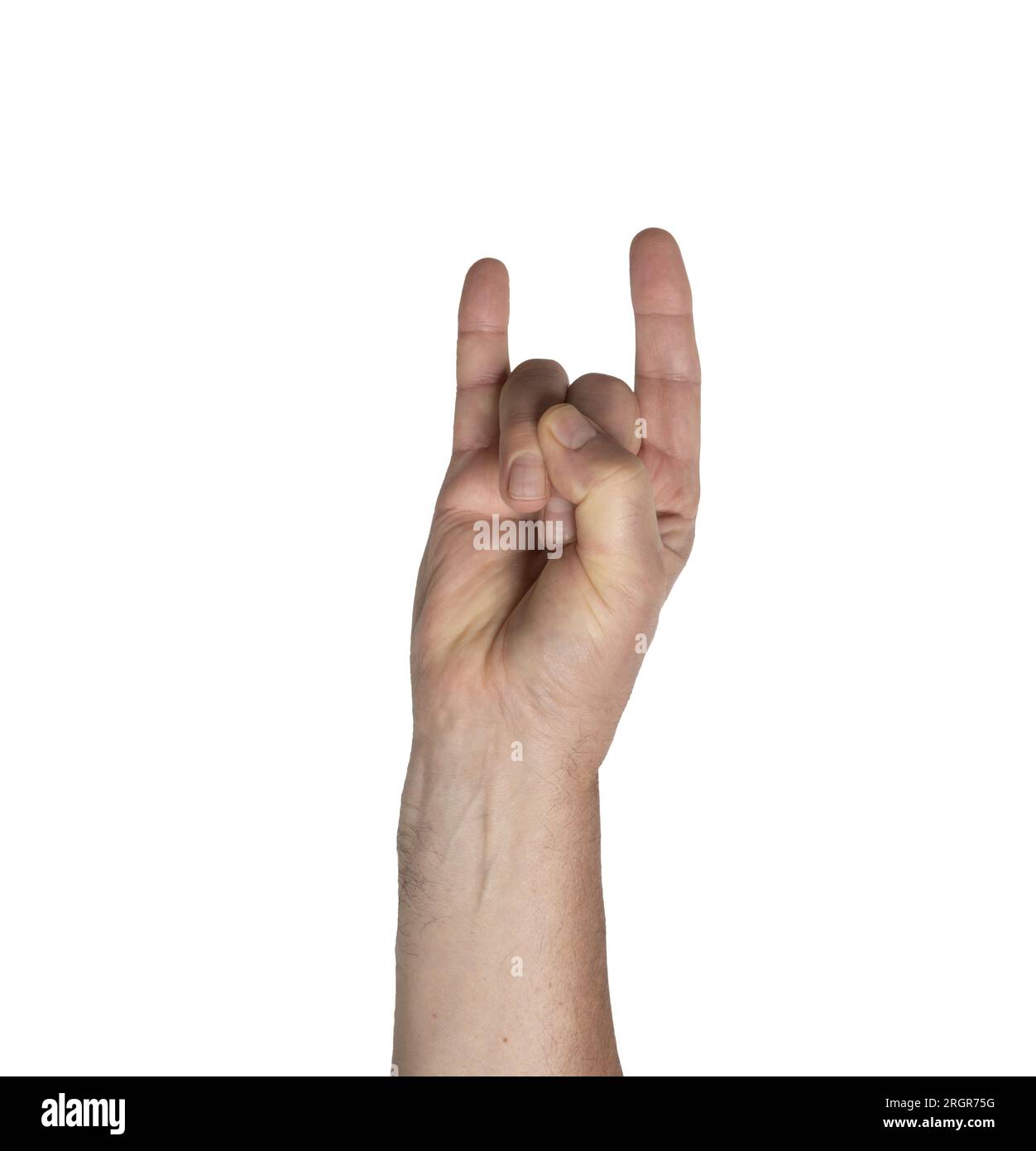 a man's hand makes horns on a transparent background Stock Photo - Alamy