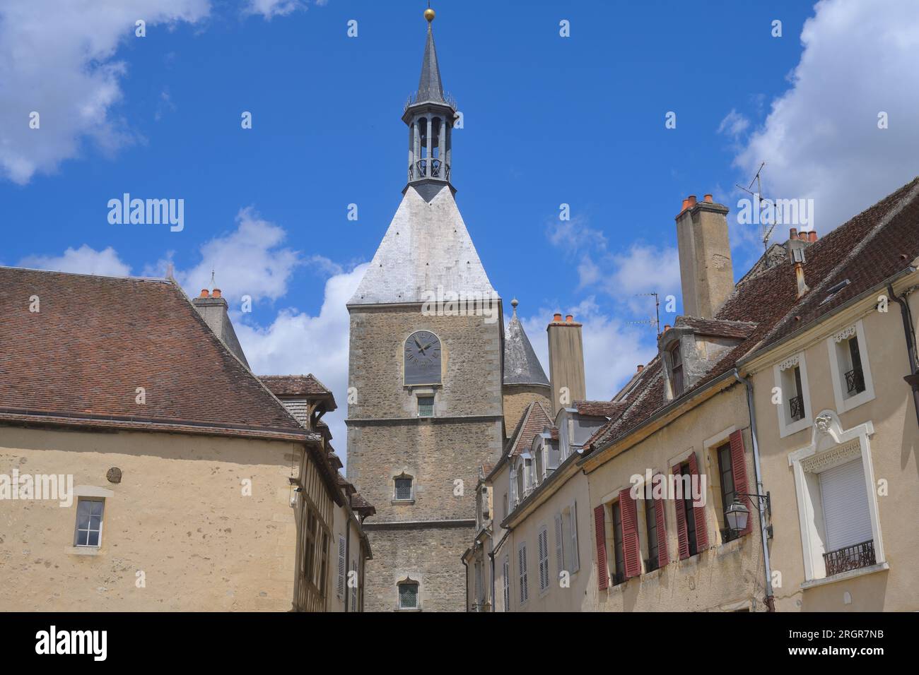 Avallon and its clock tower hi-res stock photography and images - Alamy