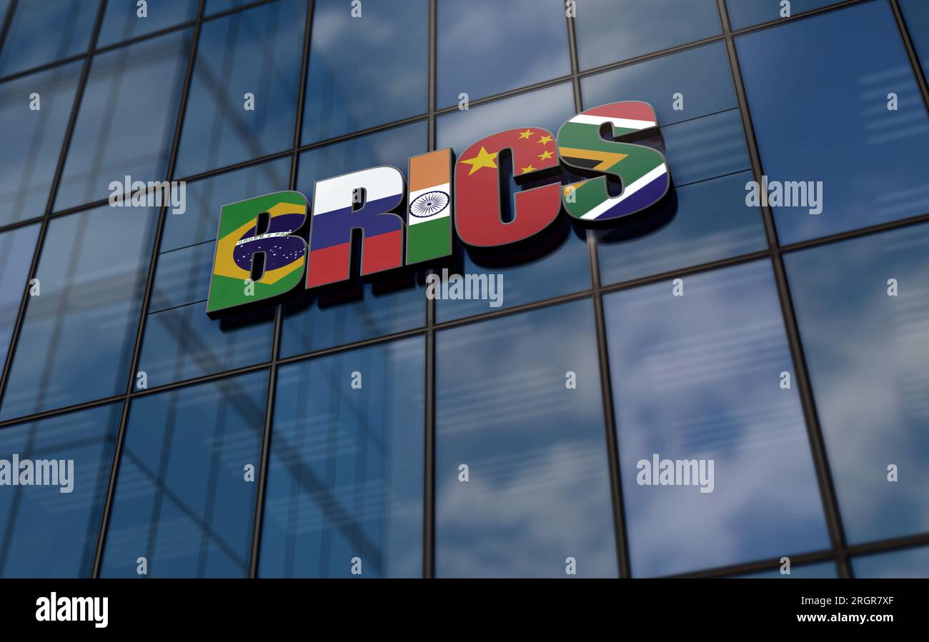 BRICS group glass building concept. Brazil Russia India China South ...