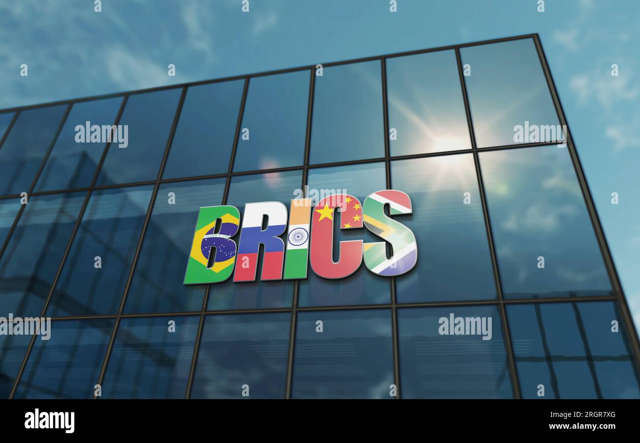 BRICS group glass building concept. Brazil Russia India China South ...