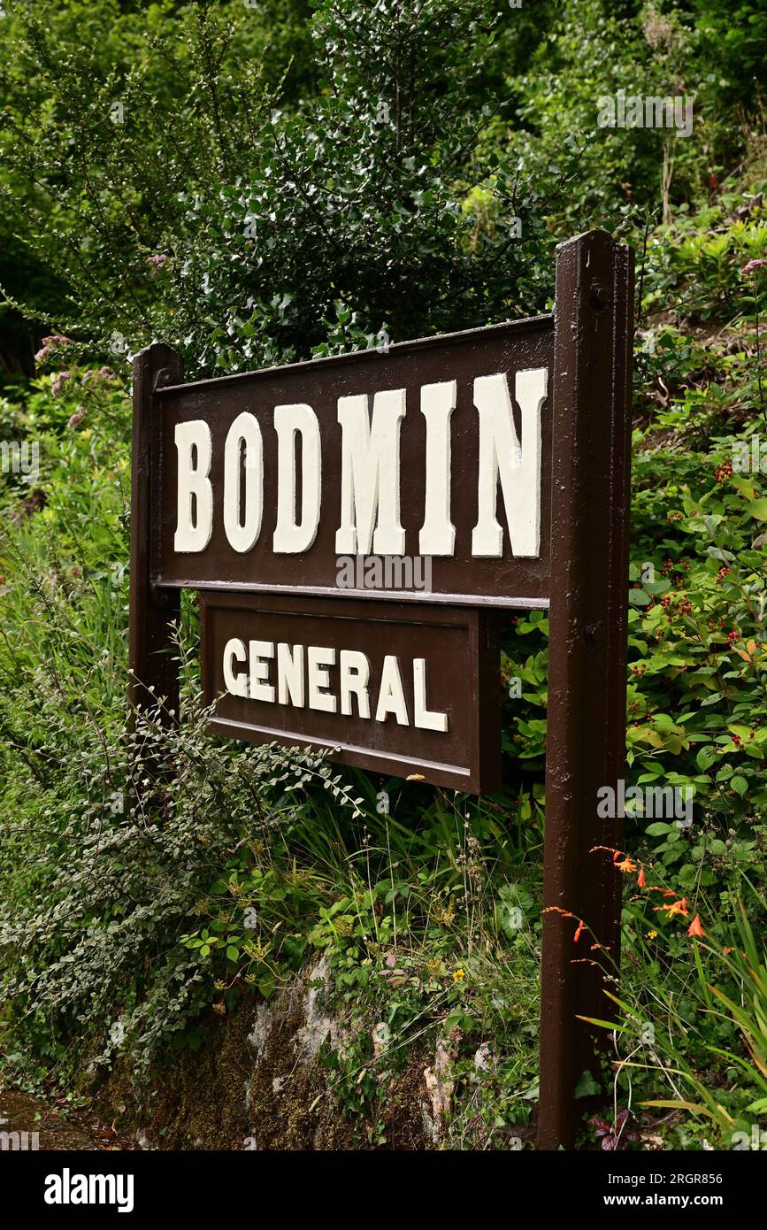 Nameboard on the platform at Bodmin General station, Bodmin & Wenford ...