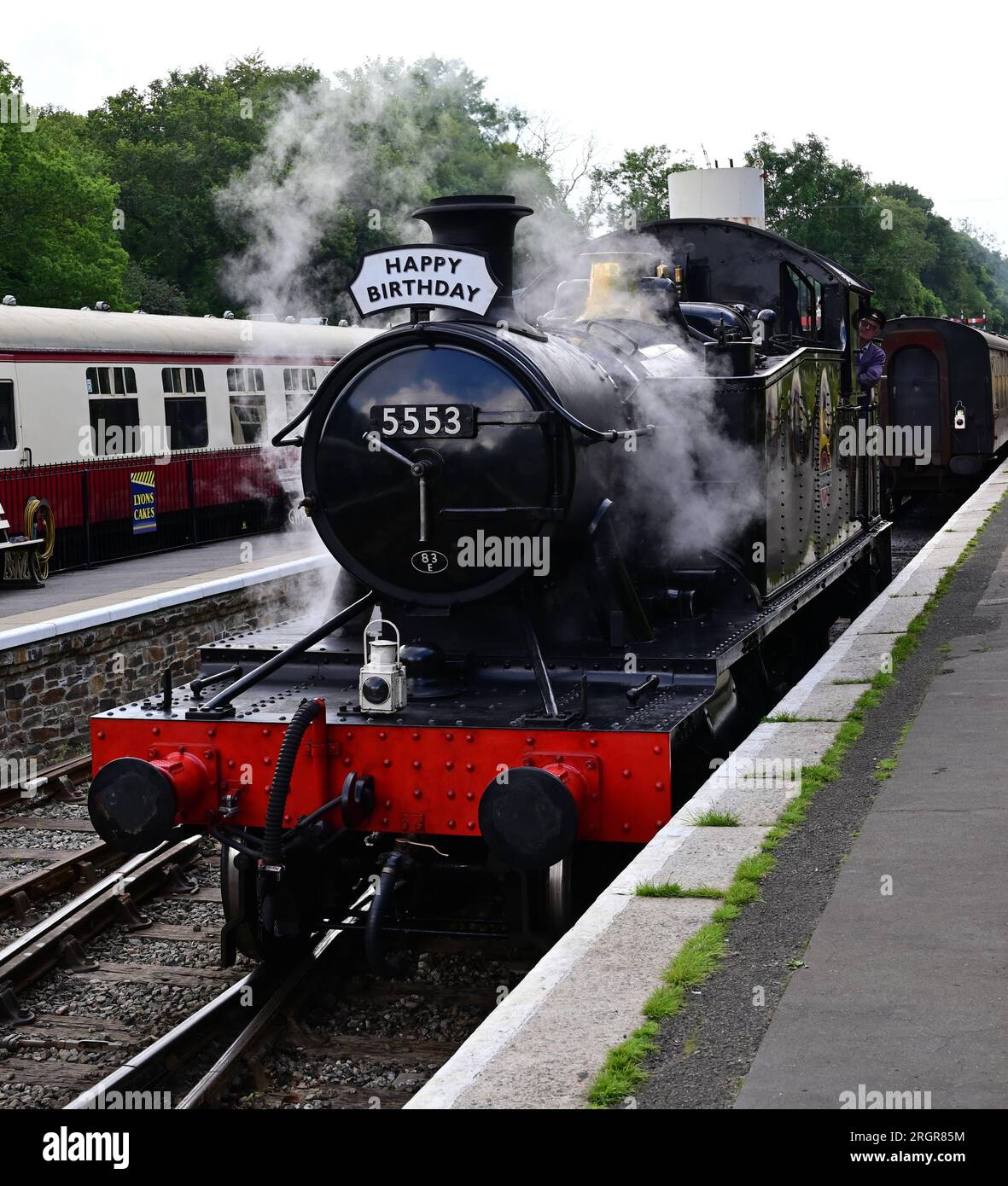 Carrying a Happy Birthday headboard GWR class 4575 'small prairie' tank ...