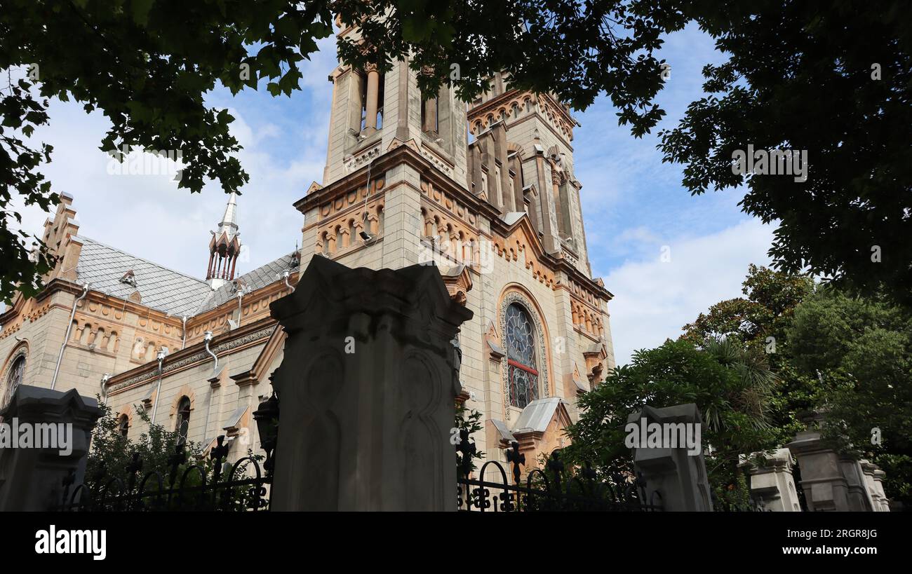 Church with a historical structure located in Batumi, Georgia Stock ...