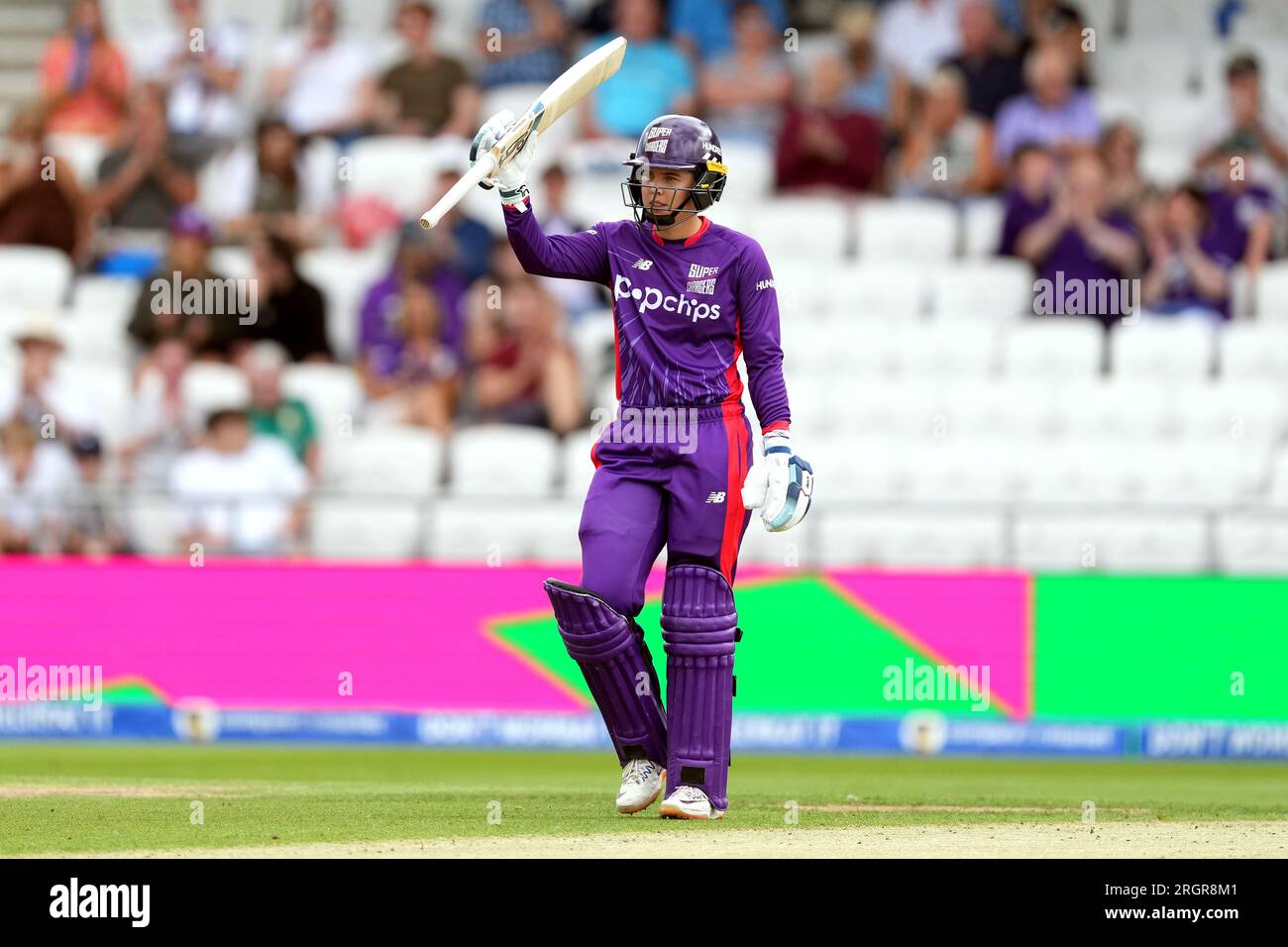 Northern Superchargers' Phoebe Litchfield celebrates reaching a half ...