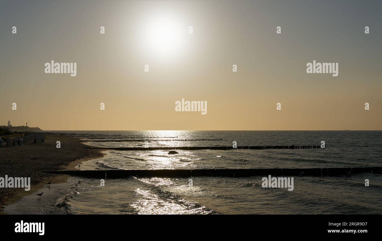 Beach on the German Baltic Sea coast near Kuehlungsborn with sun and ...