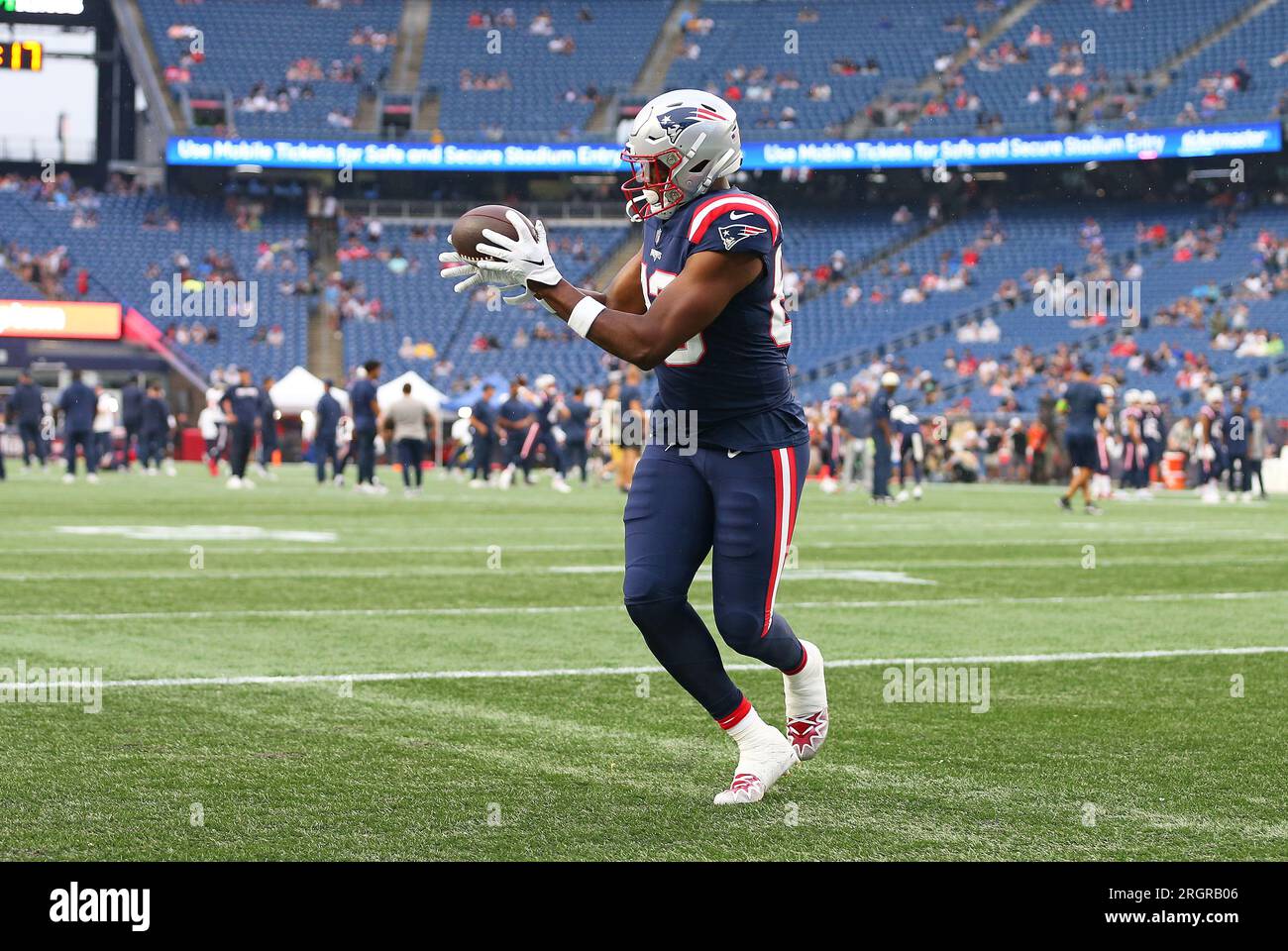August 10, 2023; Foxborough, MA, USA; New England Patriots tight end ...